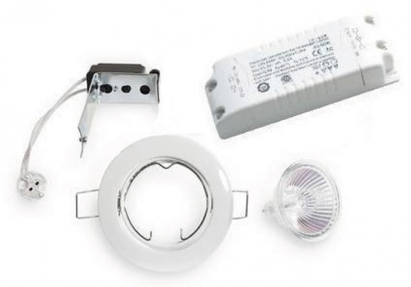 Kit Spot Tbt Encastré Rond Orientable 30° Cl Iii Ip 23 Gx5 3 Nickel Satiné
